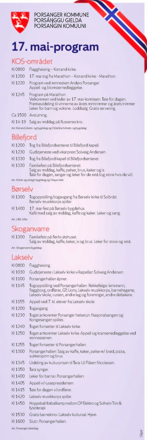 17.mai program i Porsanger - Porsanger kommune